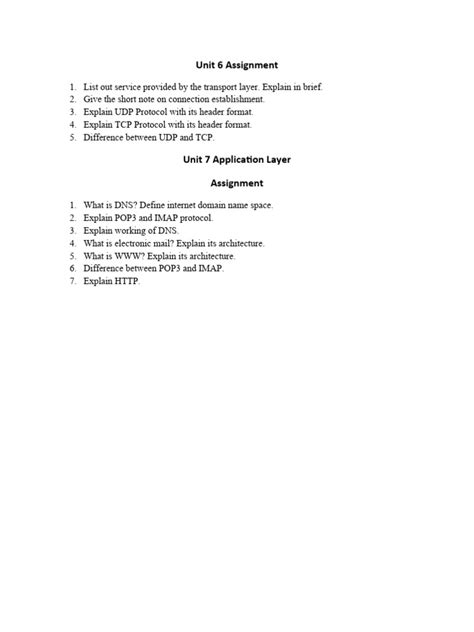 Unit 7 Application Layer Assignment Pdf