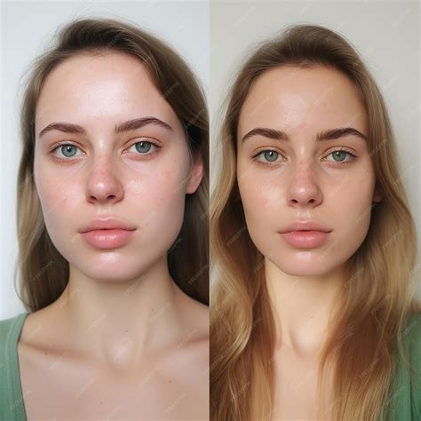 Premium Photo A Woman Before And After Doing Facial Skin Care