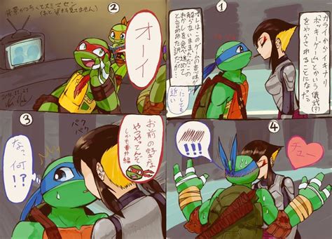 Leo And Karai Doing The Pocky Challenge Artist Naomim729 On Twitter Tmnt Tmnt2012 Leora