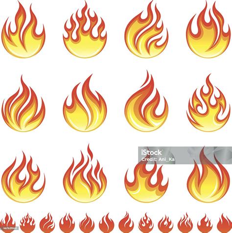 Desain Api Merah Dan Kuning Ilustrasi Stok Unduh Gambar Sekarang Api Ikon Simbol