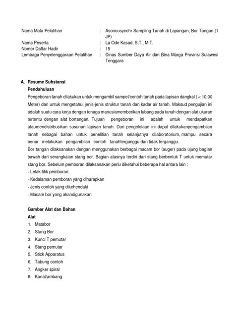 15 La Ode Kasad St Mt Asonousynchr Sampling Tanah Di Lapangan