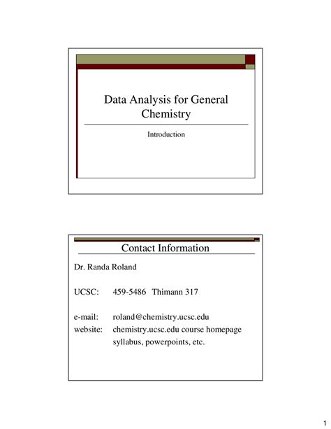 Data Analysis For General Chemistry Lecture Slides Chem 1 Lab