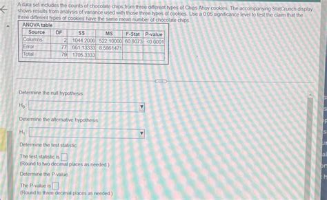 Solved A Data Set Includes The Counts Of Chocolate Chips Chegg