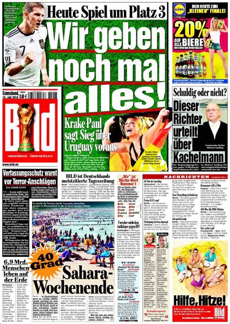 Periódico Bild Alemania Periódicos de Alemania Edición de sábado
