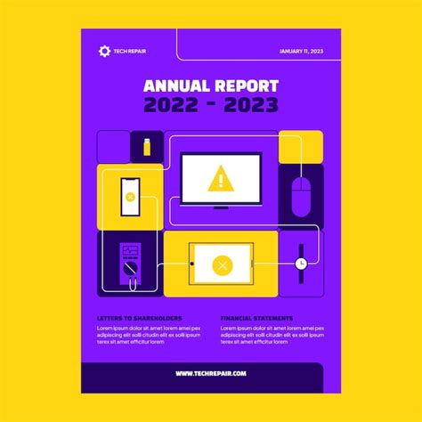 Годовой отчет по техническому ремонту в плоском дизайне Бесплатно векторы