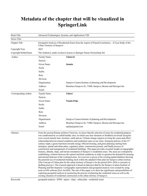 Pdf Geospatial Analysis Of Residential Zones From The Aspect Of Natural Limitations A Case