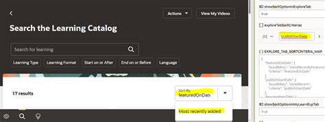 learning page sort by gets defaulted to featuredondate even though we