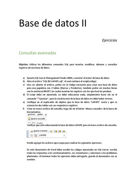 Ejercicios Consultas Avanzadas Pdf Sql Servidor Sql De Microsoft