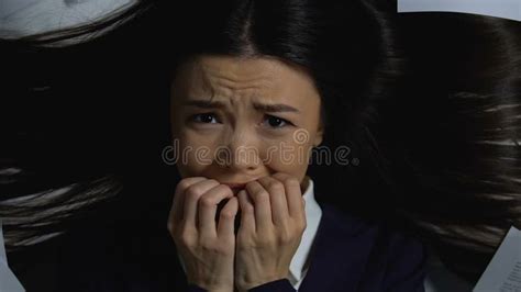 Business Woman Biting Her Nails Stock Image Image Of Businesswoman