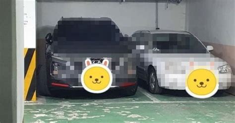 차 2대로 주차장 명당자리 알박기···바퀴까지 꺾어놔