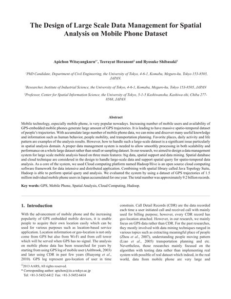 Pdf The Design Of Large Scale Data Management For Spatial Analysis On