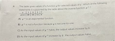 Solved 4 The Table Gives Values Of A Function § For Selected Values