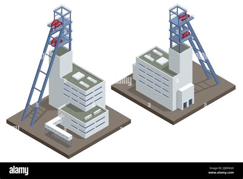Isometric Factories Or Industrial Plants Heavy Industry Coal Mining