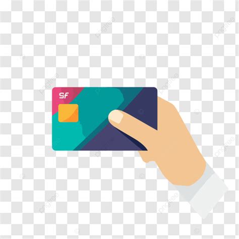 신용카드를 들고 있는 손 벡터 흰색 배경에 신용 카드를 들고 있는 단순한 다채로운 손 아이콘 그림자 없음 작은 프레임 중앙 Png 일러스트 및 벡터 에 대한 무료