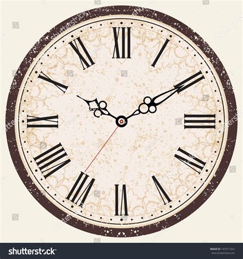 Vector Old Vintage Clock Vintage Retro Clock Face 147511322