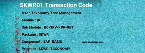 Skwr01 Sap Tcode For Taxonomy Tree Management