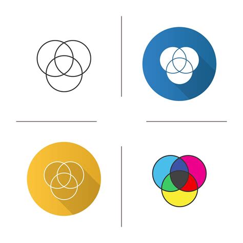 Cmyk Or Rgb Color Circles Icon Venn Diagram Overlapping Circles Flat
