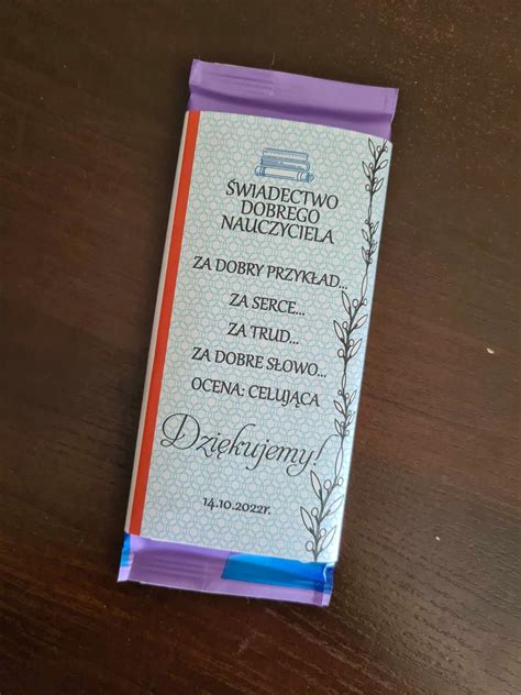 Prezent na dzień nauczyciela Owijka na czekoladę Owijka na czekolade