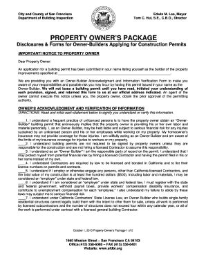 Fillable Online Sfdbi PROPERTY OWNERS PACKAGE Department Of Building