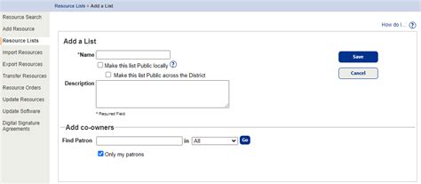 Add Edit And Delete Resource Lists