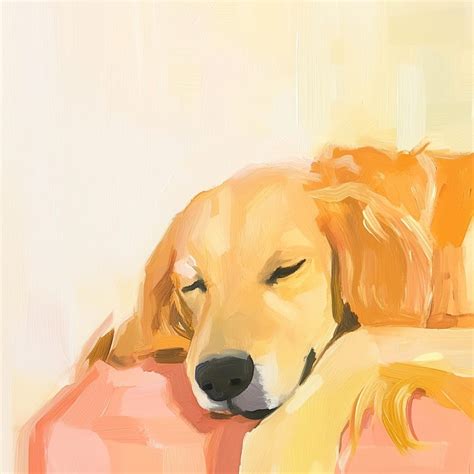Golden Retriever Art Print Vintage Pastel Dog Maximalist Wall Decor