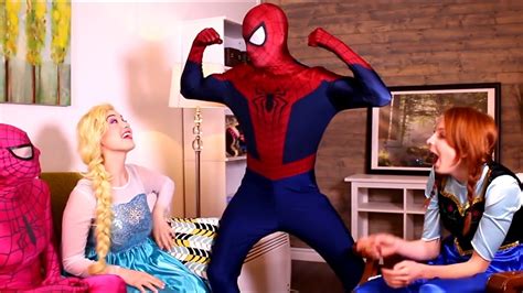 Человек паук против Доктора Замороженные Эльза Анна и розовая девушка паук Youtube
