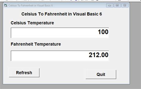 Free Programming Source Codes And Computer Programming Tutorials Celsius To Fahrenheit In