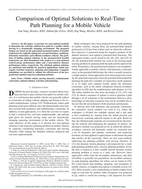 Pdf Comparison Of Optimal Solutions To Real Time Path Planning For A Mobile Vehicle