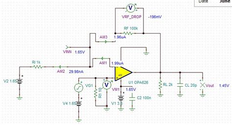 Tinaspiceopa2626 Noninverting Circuit Output Reference Voltage Drop