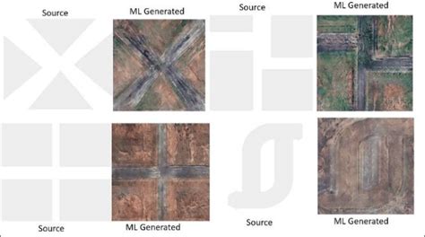 example sketched maps and the corresponding generated satellite images