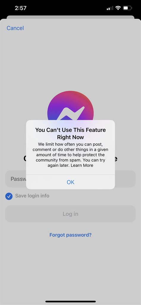 Cant Login To Facebook Error Message Cant Use This Feature Right Now