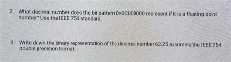 Solved What Decimal Number Does The Bit Pattern Chegg Com