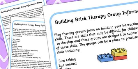 Building Brick Therapy Group Information Sheet Twinkl