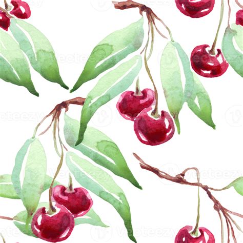Cherry Pattern Watercolor Illustration 22876657 Png