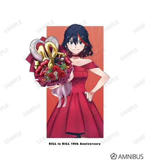 キルラキル 描き下ろし 纏 流子 10周年 ドレスアップver Tシャツレディース Amnibusアムニバス