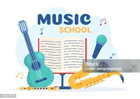 음악 학교 템플릿 손으로 그린 만화 플랫 일러스트 레이 션 다양한 악기 연주 학습 교육 음악가 및 가수 0명에 대한 스톡 벡터 아트 및 기타 이미지 Istock