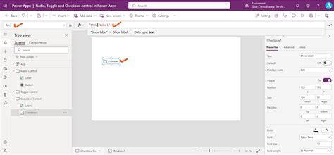 radio button checkbox and toggle powerapps control