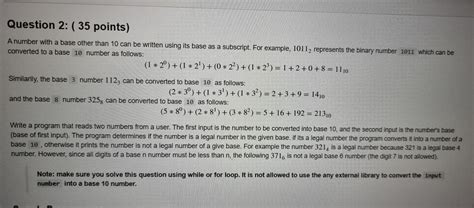 Solved Question Points A Number With A Base Other Chegg