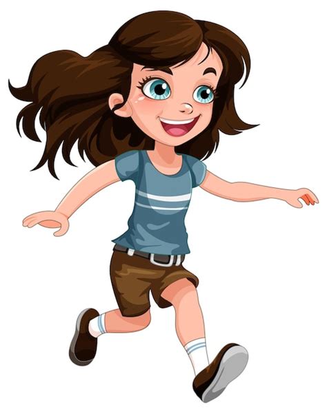 Linda garota correndo personagem de desenho animado Vetor Grátis