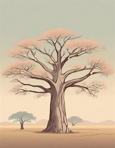 Baobab Tree Illustration Premium Ai Generated Image