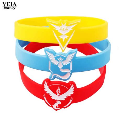 Rush New Pokemon Go Silicone Elastic Bracelet Team Mystic Valor