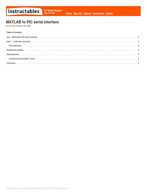 Matlab To Pic Serial Interface Pdf Pdf Pic Microcontroller Matlab