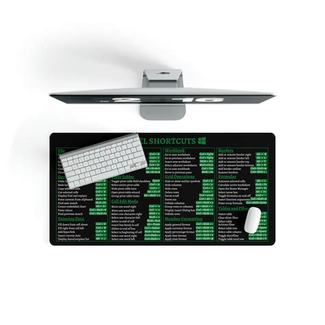 Excel Shortcuts Desk Mats Excel Shortcut Mouse Padexcel Etsy