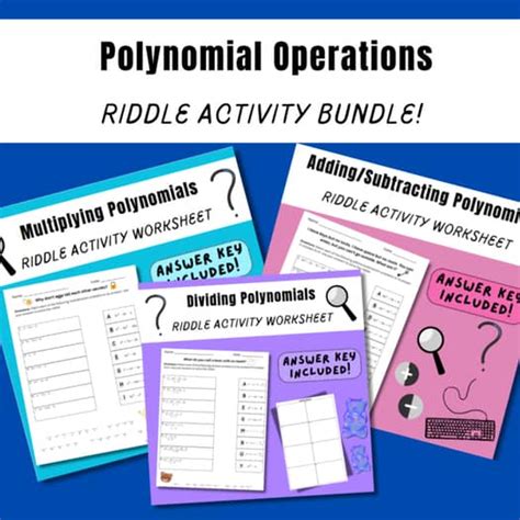 Polynomial Operations Activity Bundle Algebra 2 By Myalgebratoolbox