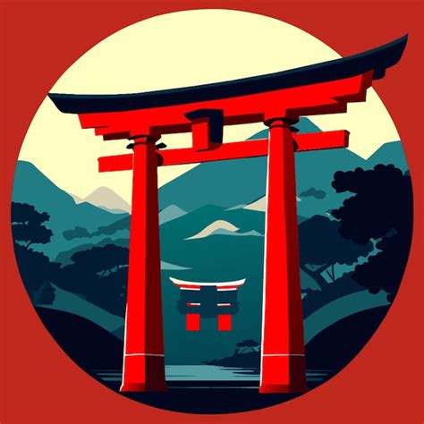 Japanese Torii Gate Vector Illustration Premium AI Generated Vector