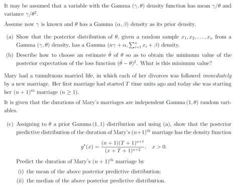 Solved 5 For θγ0 The Gammaγθ Density Function F On