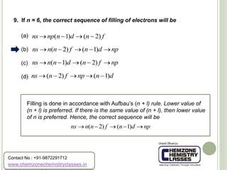Atomic Structure Multiple Choice Questions For IIT JEE NEET SAT KVPY PPT