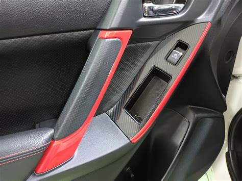 Forester Interior Panels Gloss Carbon With Red Vinly Wrap Car