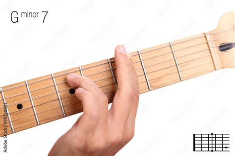 Zdjęcie Stock G Minor Seventh Guitar Chord Tutorial Adobe Stock