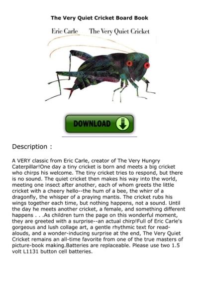 Ebook⚡download The Very Quiet Cricket Board Book